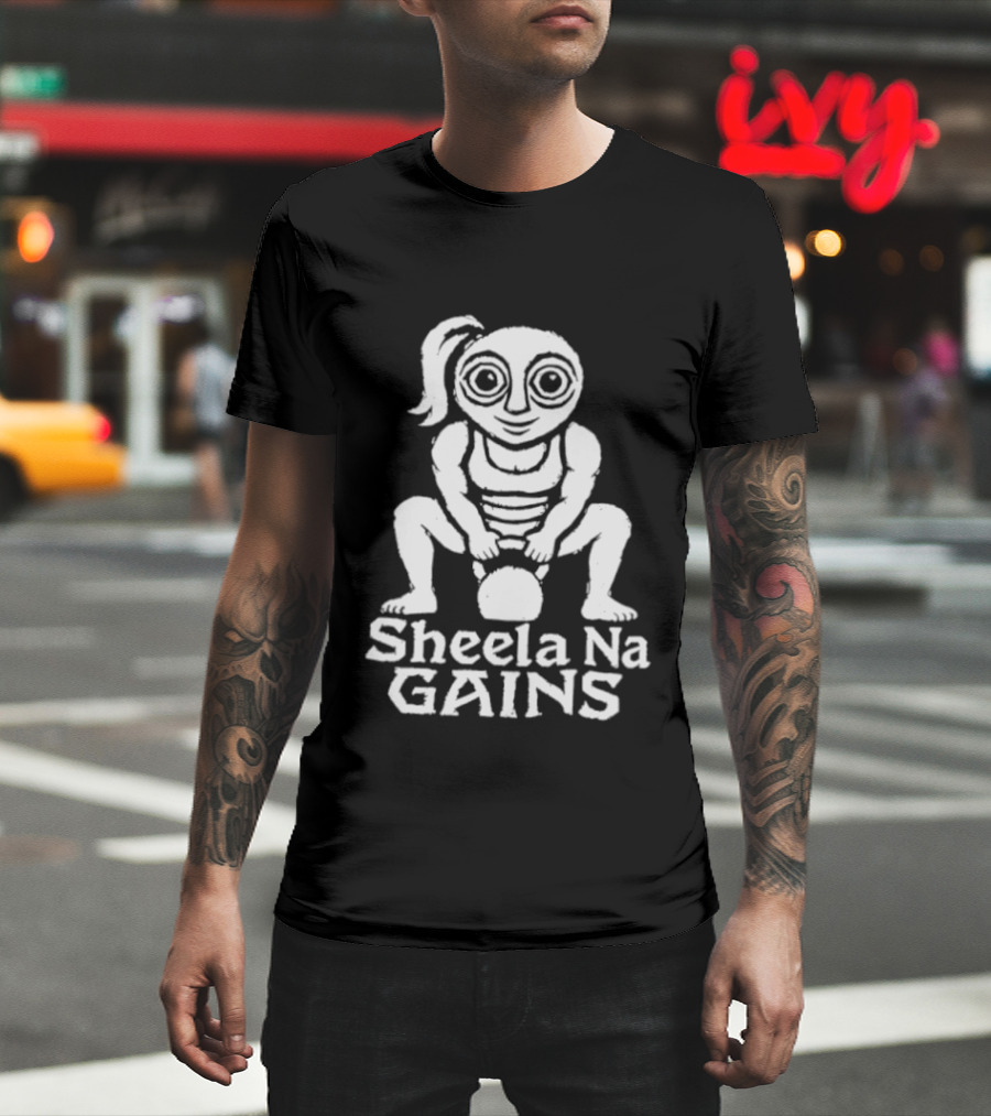 Sheela Na Gig Kettlebell Exercise Sheela Na Gains Fitness Workout Lifting T-Shirt