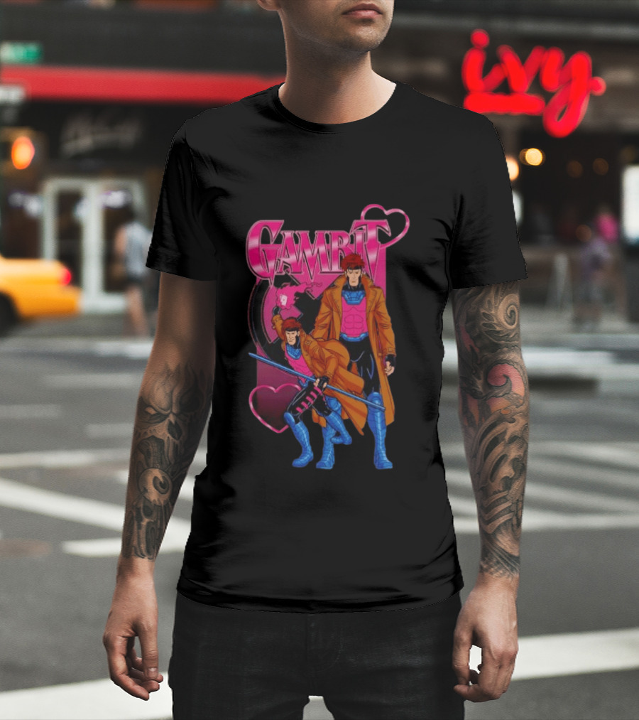 Gambit X Men Marvel Comics Character Playing Cards Hearts And Staff T-Shirt