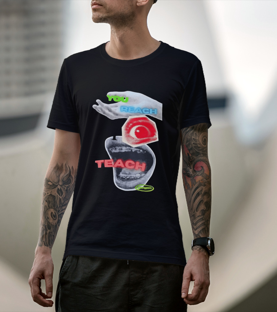 Geiger You Reach I Teach Hand Eye Mouth Collage T-Shirt