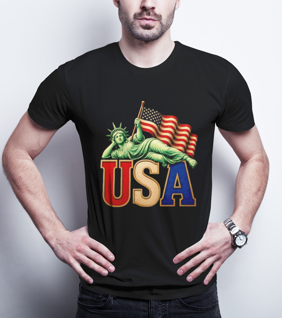 Statue Of Liberty USA Flag Patriotic T-Shirt