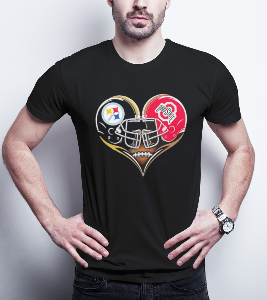 Steelers Ohio State Buckeyes Heart Helmet Fan Love T-Shirt