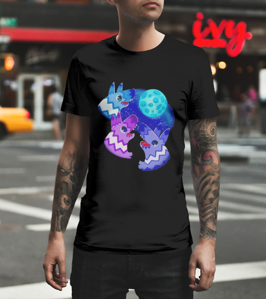 Pinata Dogs Howling At The Moon Blue Zigzag T-Shirt