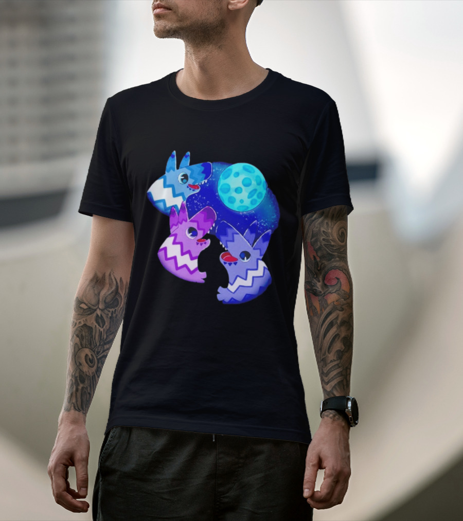 Pinata Dogs Howling At The Moon Blue Zigzag T-Shirt