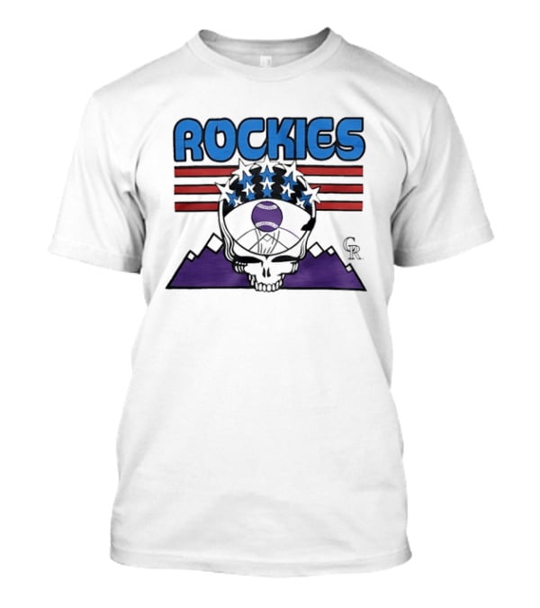 Rockies Skull Grateful Dead CR Baseball T-Shirt