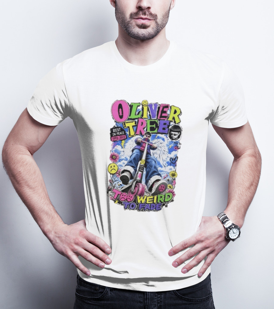 Oliver Tree Rest In Peace 1993 2023 Too Weird To Fade Angel Wings Scooter Floral T-Shirt
