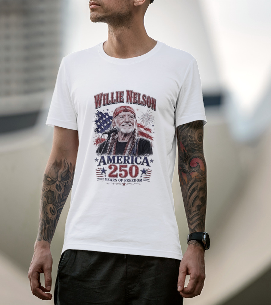 Willie Nelson America 250 Years Of Freedom Stars And Stripes Celebration T-Shirt