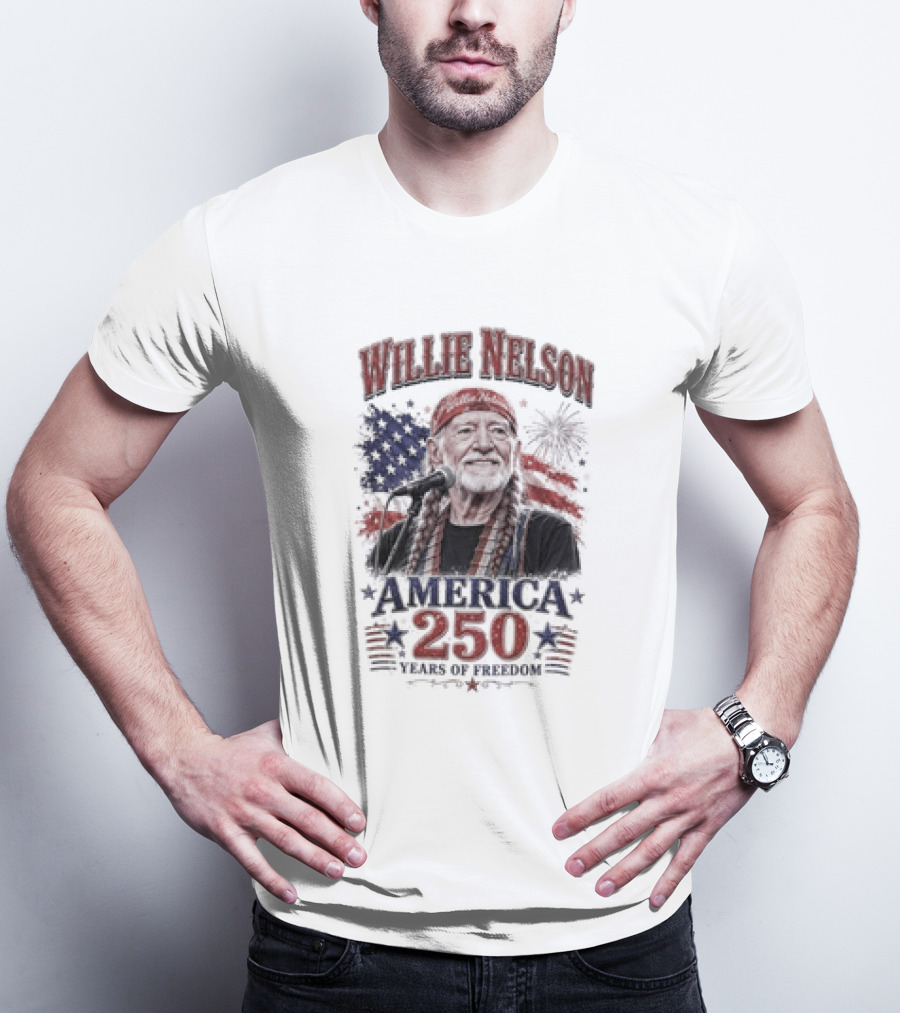 Willie Nelson America 250 Years Of Freedom Stars And Stripes Celebration T-Shirt