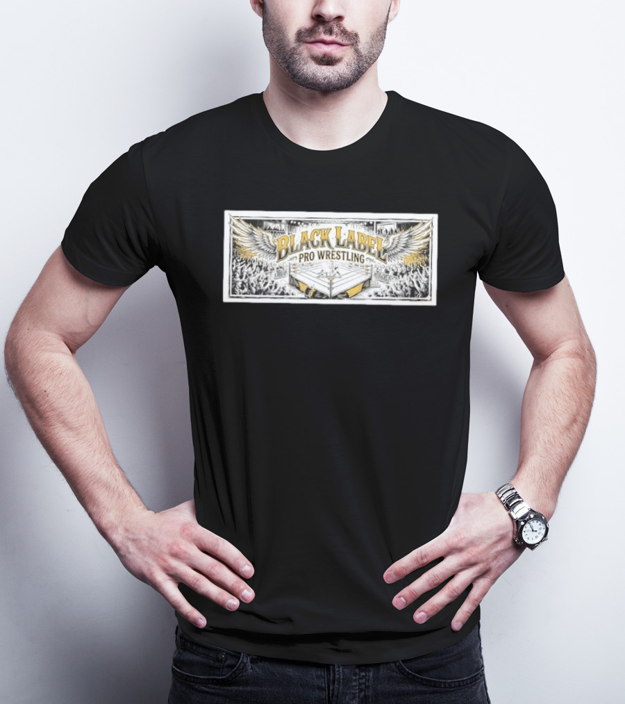 Black Label Pro Wrestling Winged Ring Fans Indie Wrestling T-Shirt