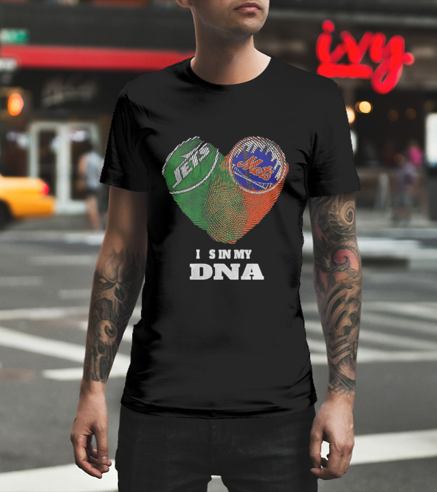 New York Jets Mets Heart Fingerprint It Is In My DNA T-Shirt