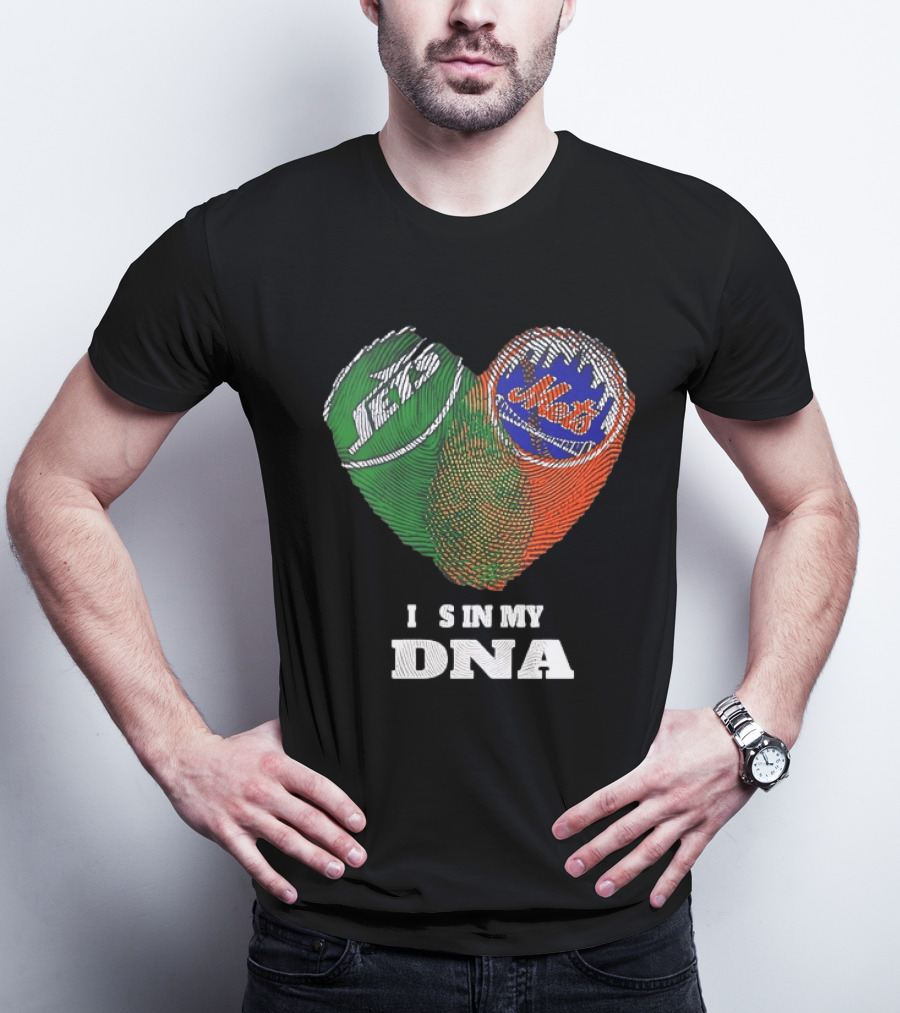 New York Jets Mets Heart Fingerprint It Is In My DNA T-Shirt