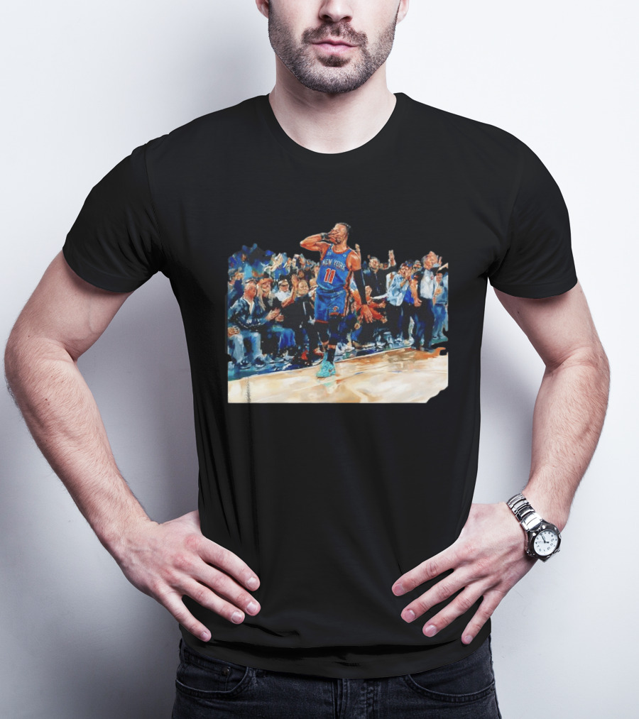 Jalen Brunson New York Knicks NBA Oil Painting Player In Action T-Shirt