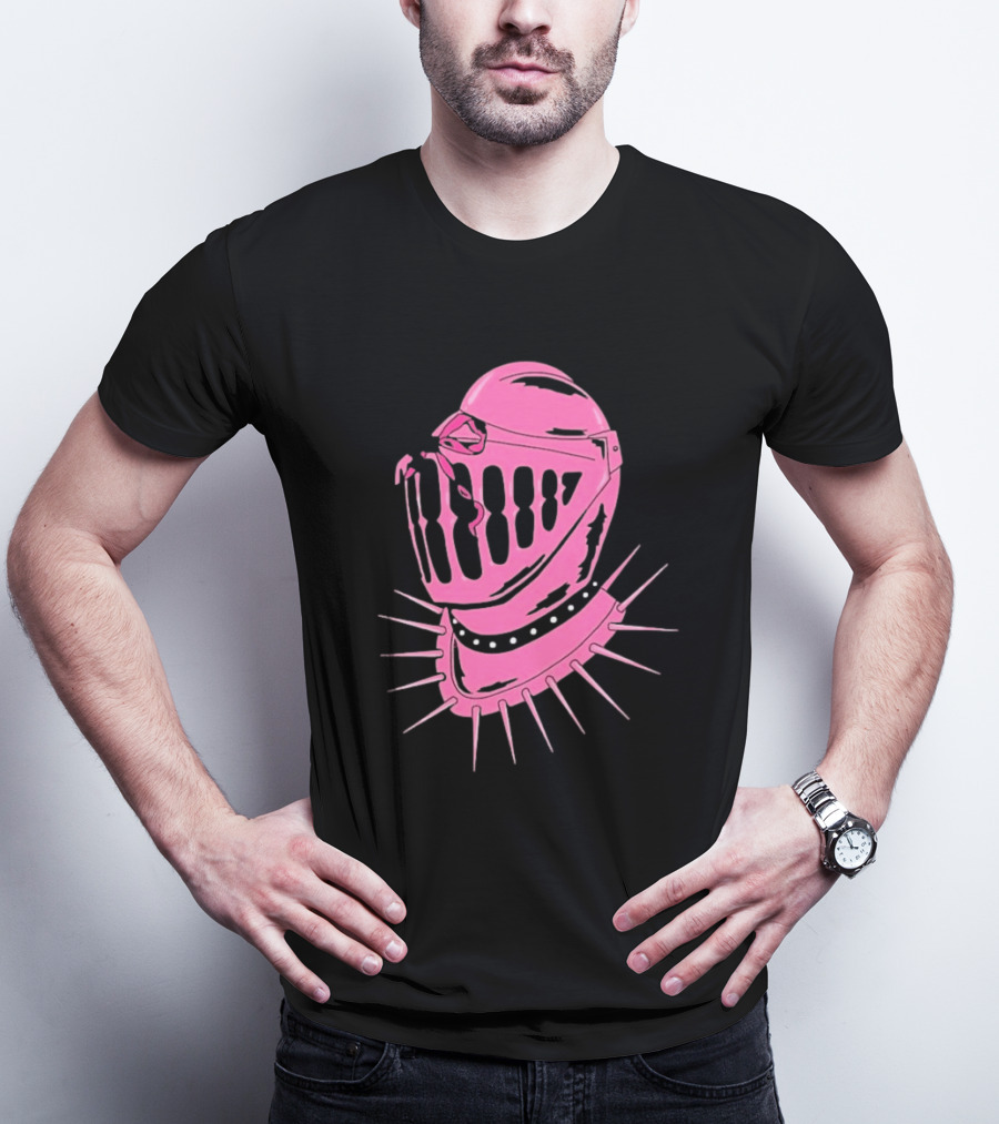 Knight Helmet With Pink Bow And Spiked Choker Aesthetic T-Shirt