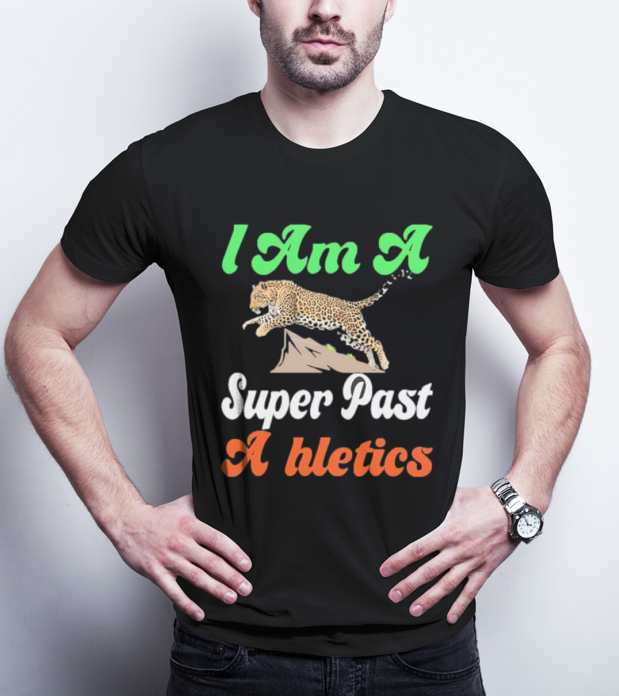I Am A Super Past Athletics Leopard Running T-Shirt