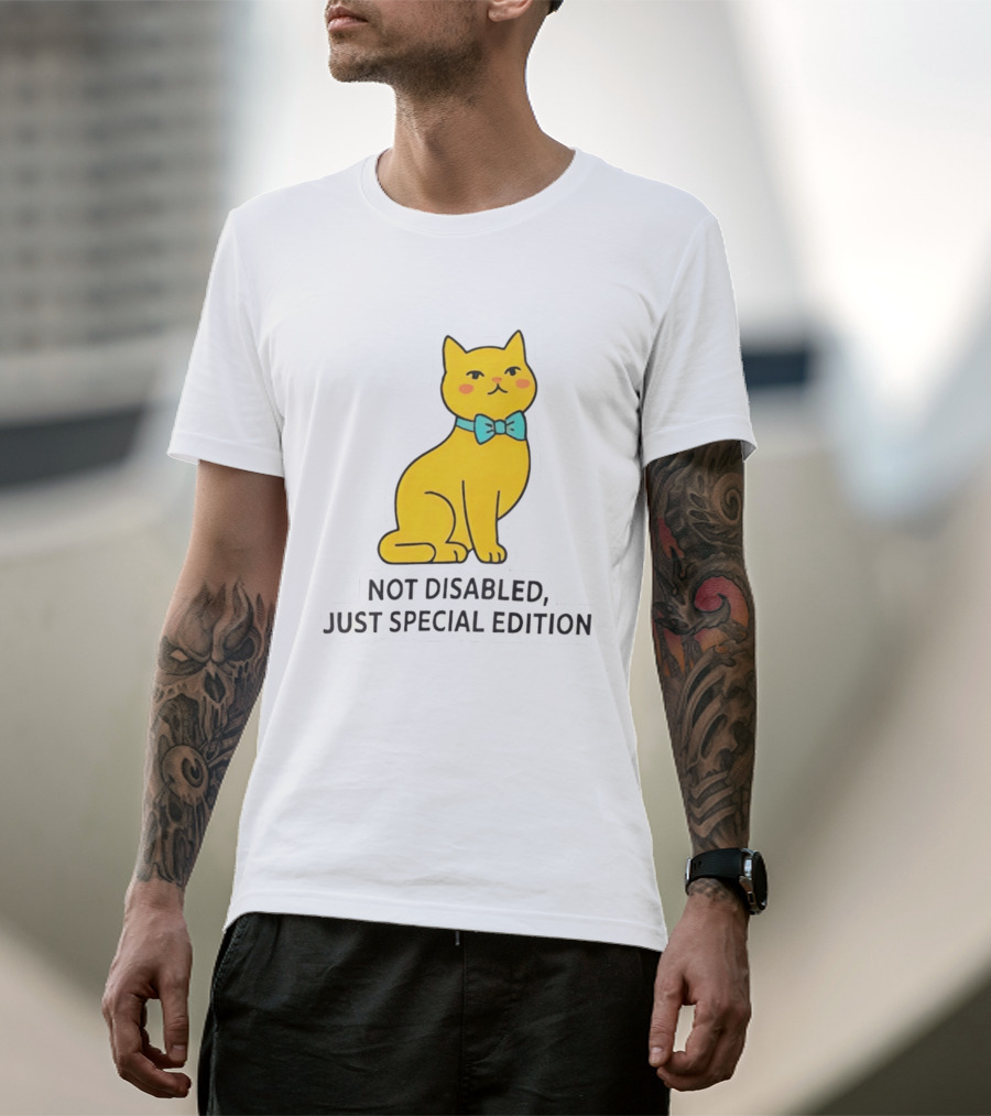 Not Disabled Just Special Edition Cat With Bow Tie T-Shirt