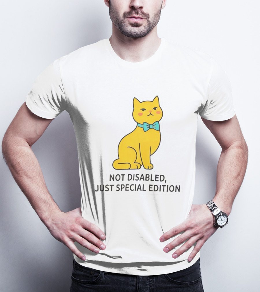 Not Disabled Just Special Edition Cat With Bow Tie T-Shirt