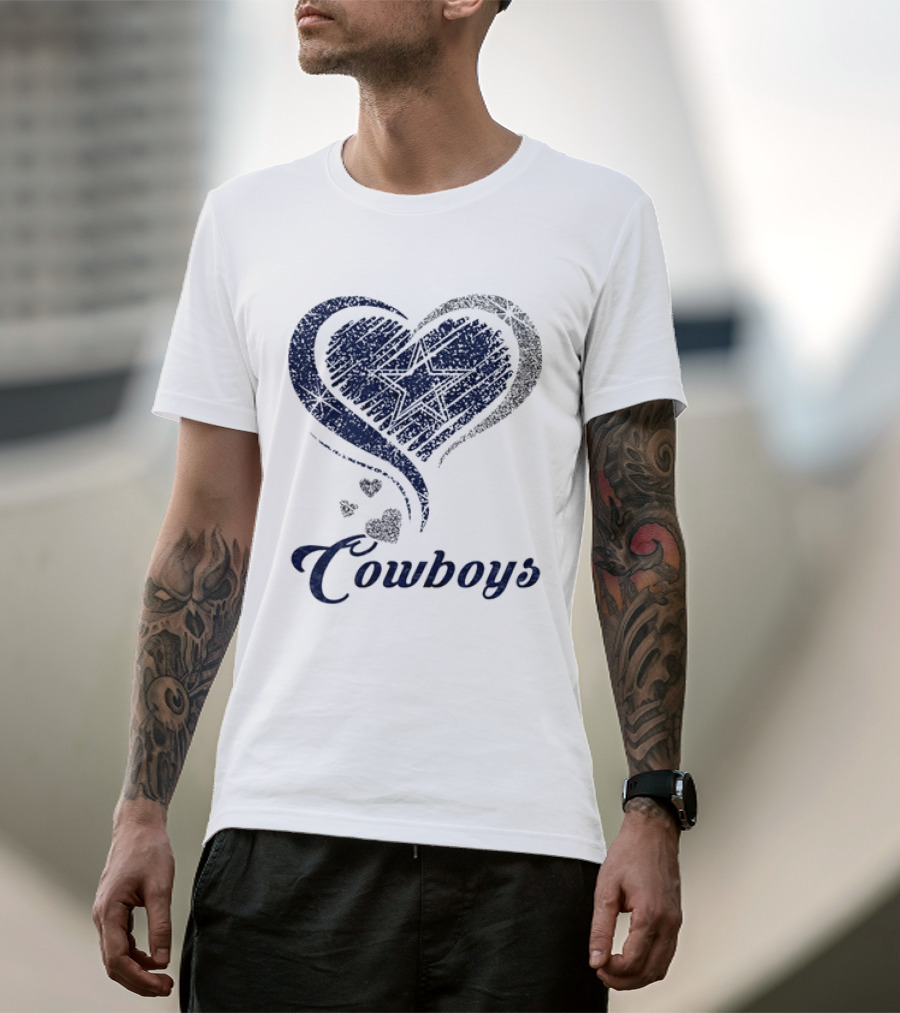 Dallas Cowboys Heart Glitter T-Shirt