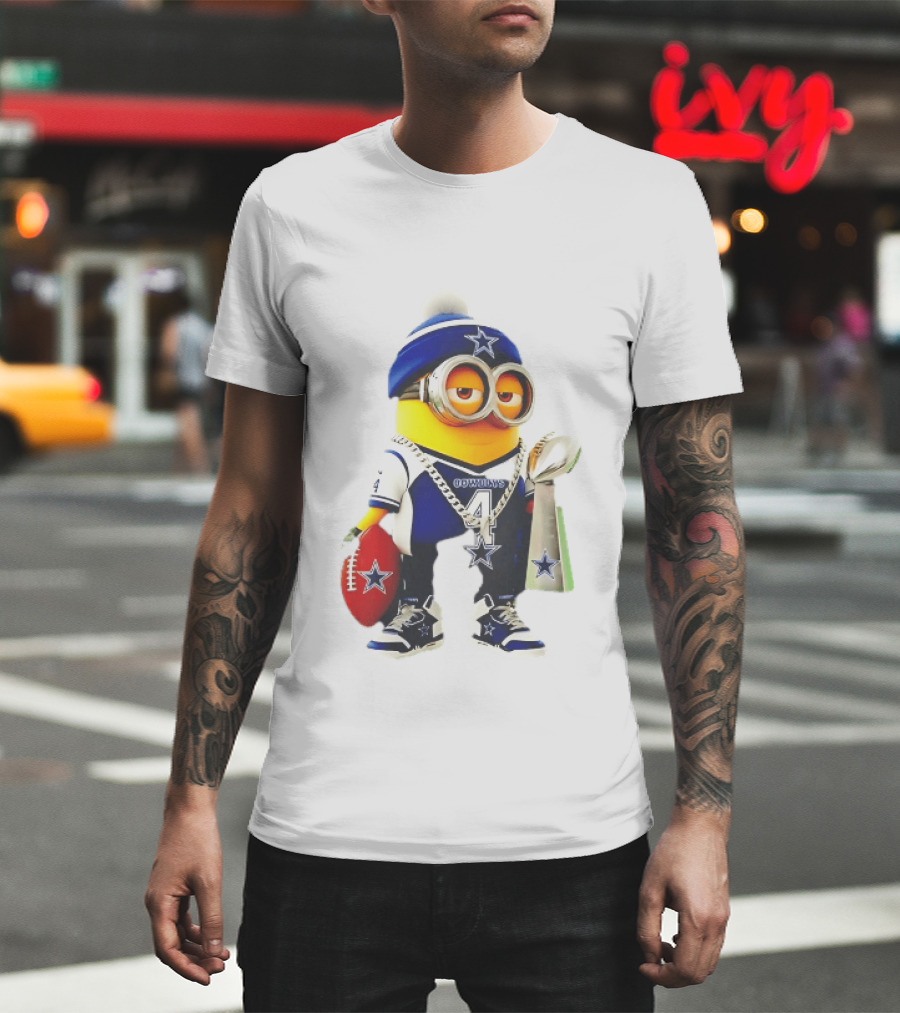 Dallas Cowboys Minion With Lombardi Trophy And Football T-Shirt