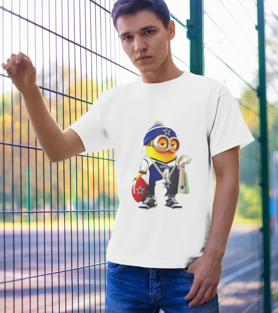 Dallas Cowboys Minion With Lombardi Trophy And Football T-Shirt