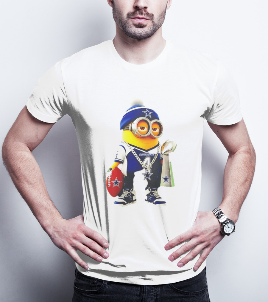 Dallas Cowboys Minion With Lombardi Trophy And Football T-Shirt