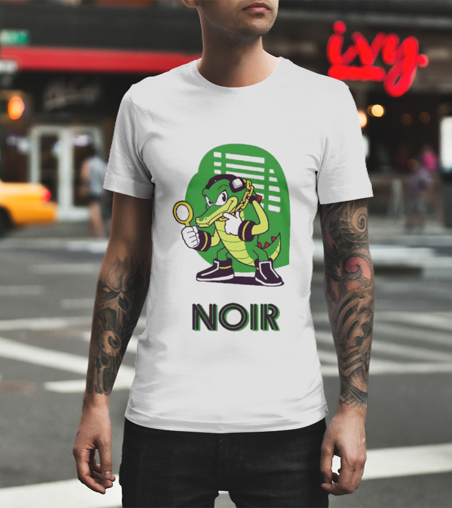 Vector The Crocodile Chaotix Detective Agency Noir Magnifying Glass Image T-Shirt