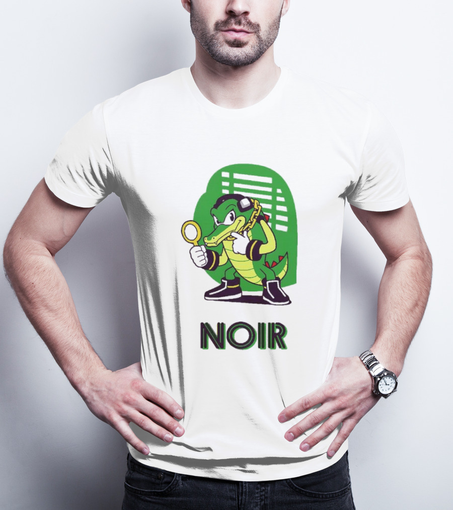 Vector The Crocodile Chaotix Detective Agency Noir Magnifying Glass Image T-Shirt