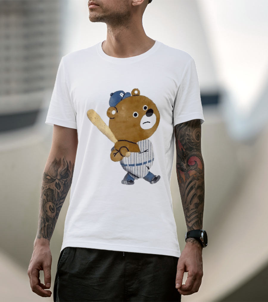 Kuma Bear Takuto Nakagawa Baseball Player Character In Striped Uniform T-Shirt