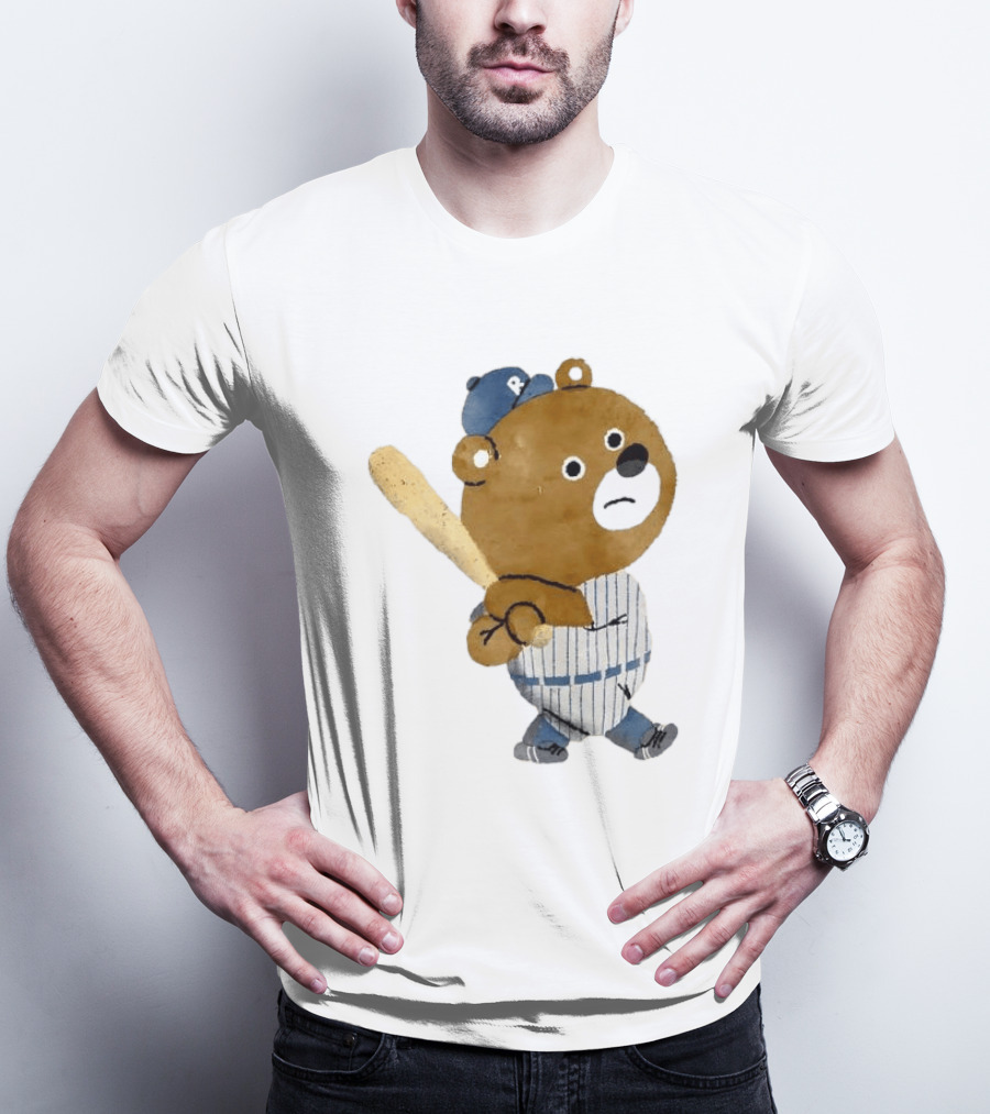 Kuma Bear Takuto Nakagawa Baseball Player Character In Striped Uniform T-Shirt