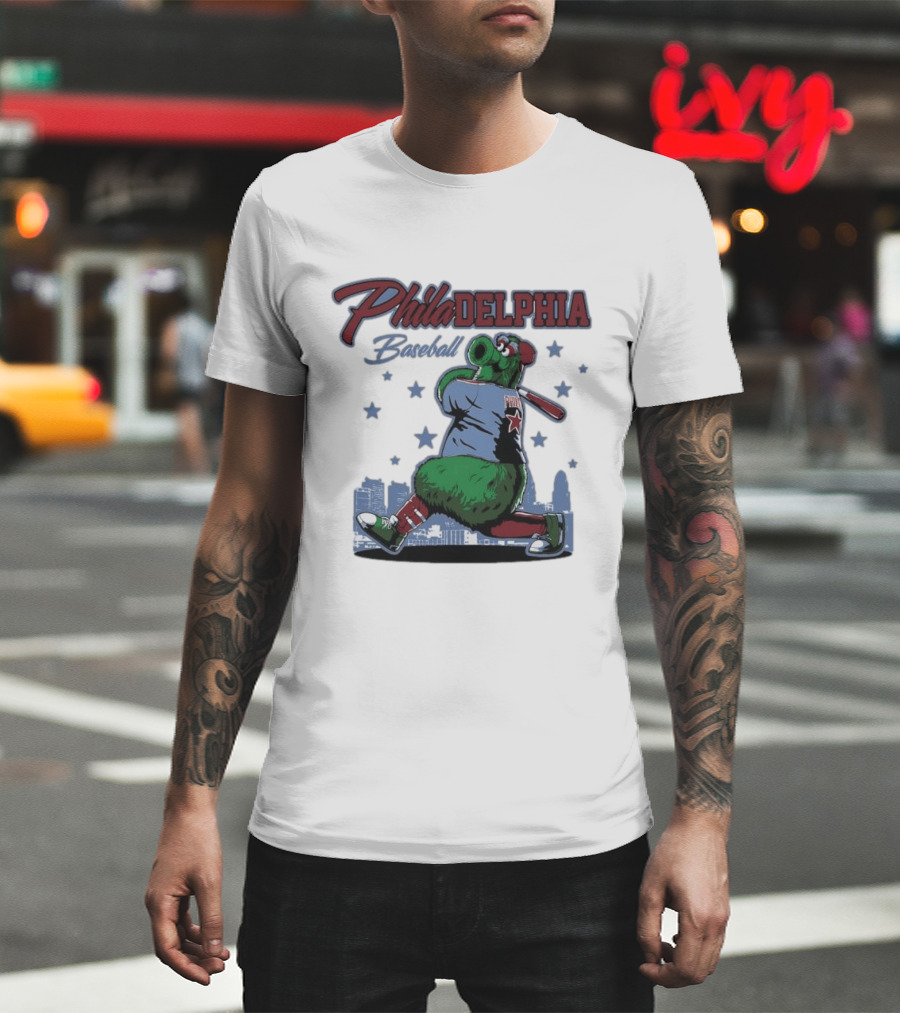 Phillie Phanatic Philadelphia Baseball Phillies MLB Skyline Stars T-Shirt