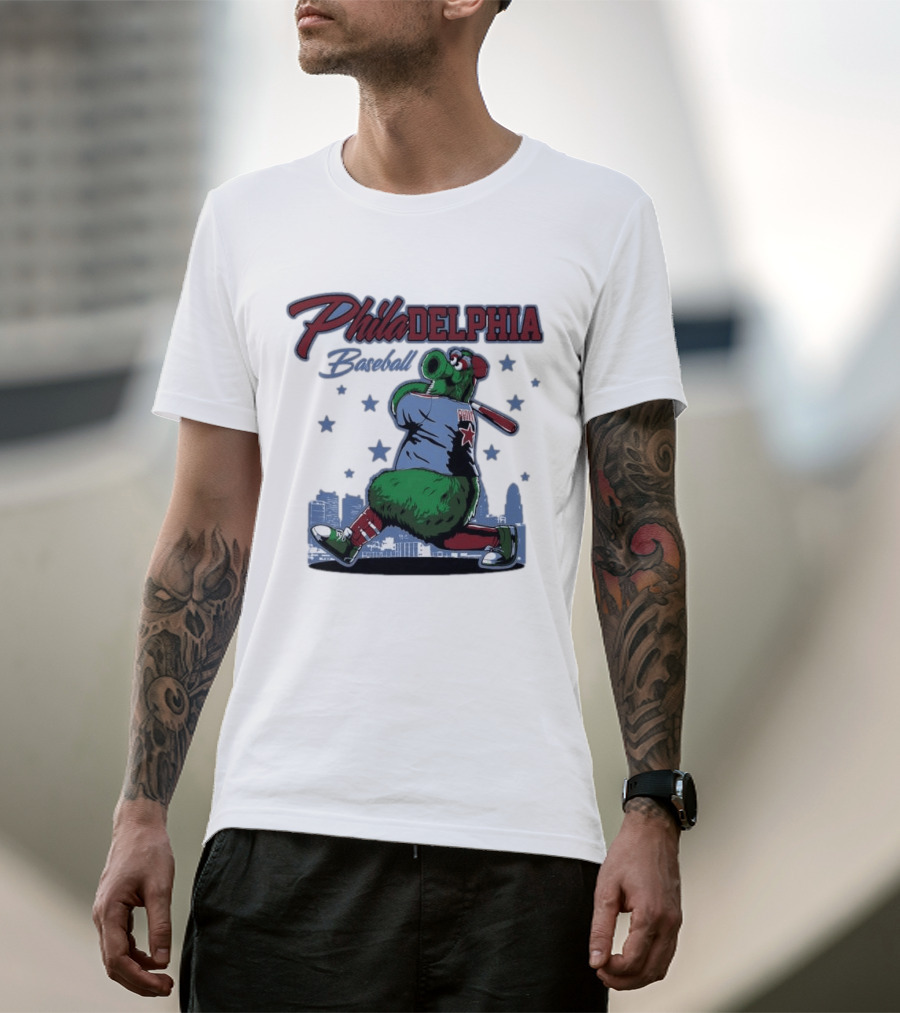 Phillie Phanatic Philadelphia Baseball Phillies MLB Skyline Stars T-Shirt