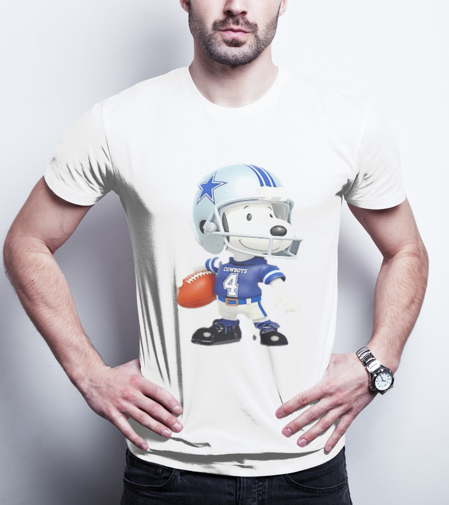 Peanuts Snoopy Cowboys Football Player 4 Helmet Dallas Fan Gear T-Shirt
