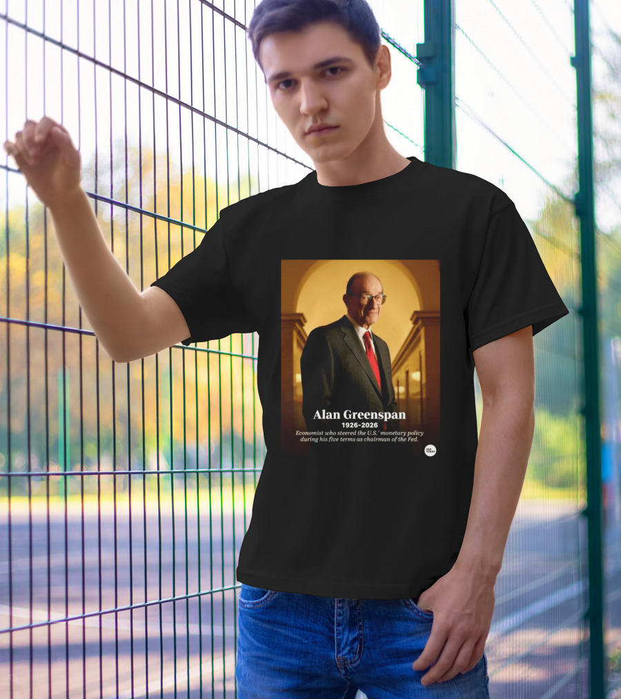 Alan Greenspan 1926 2026 Economist Steered U.S. Monetary Policy Five Terms Fed Chairman USA Today T-Shirt