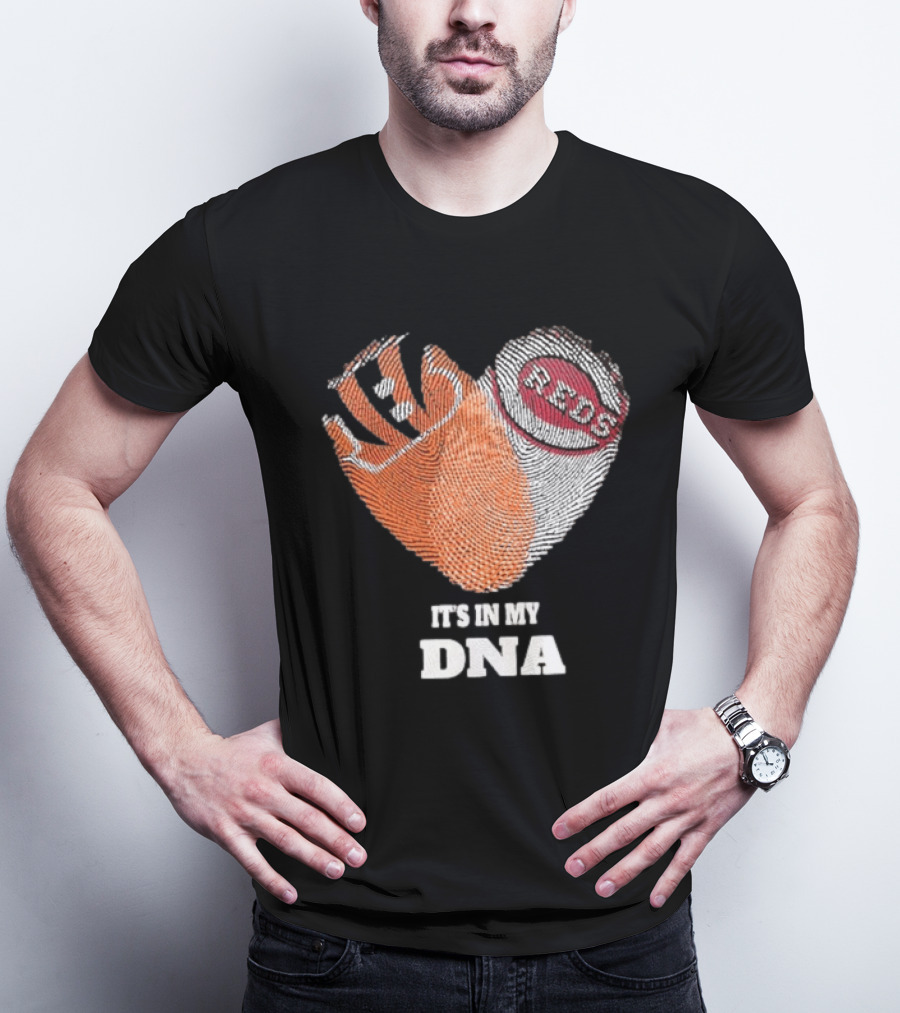 Bengals Reds It's In My DNA Handprint Football Baseball Fan Gear T-Shirt