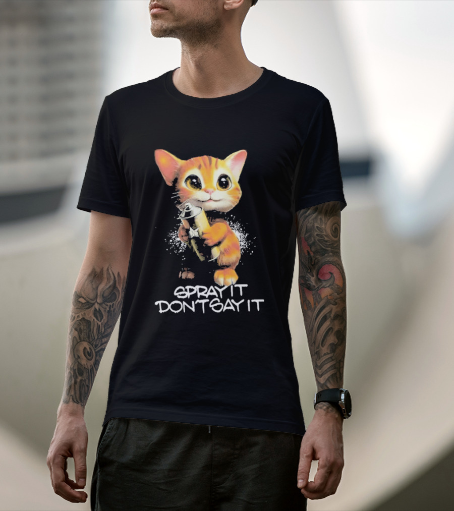 Huf Clothing Spray It Don't Say It Orange Cat With Paintbrush T-Shirt
