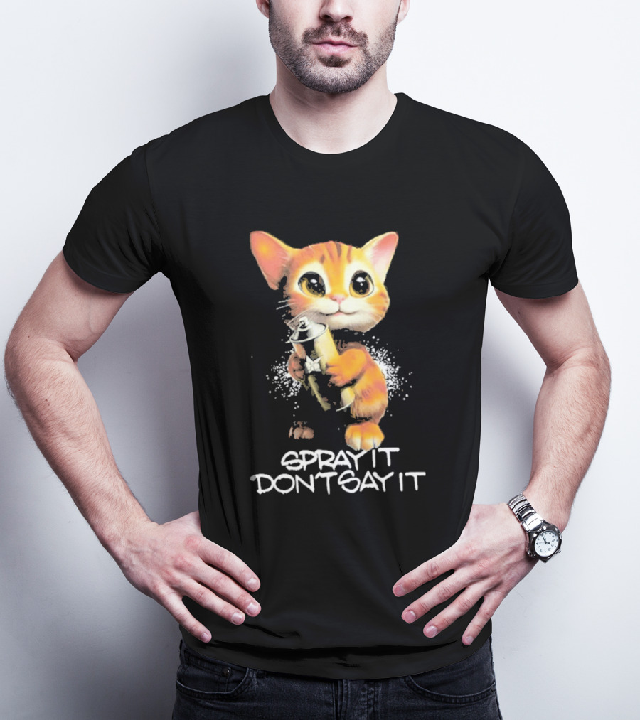 Huf Clothing Spray It Don't Say It Orange Cat With Paintbrush T-Shirt