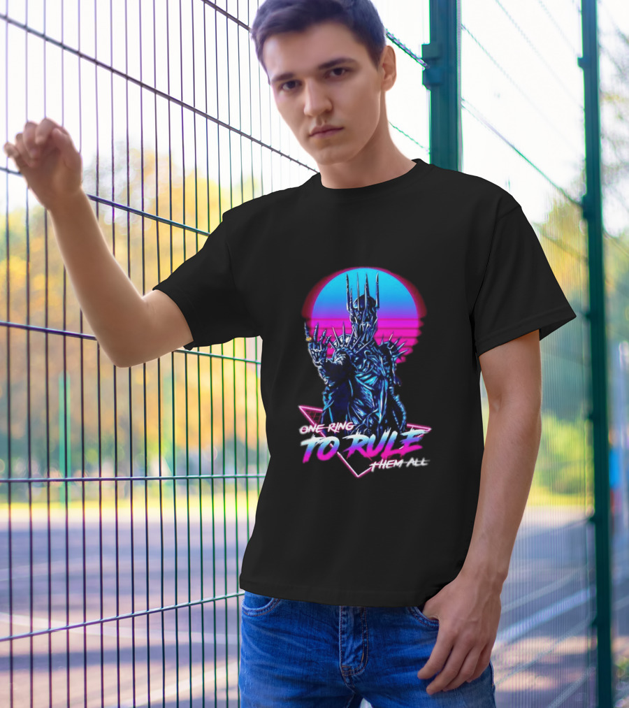 Sauron One Ring To Rule Them All Retro Pink Neon Lord Of The Rings T-Shirt