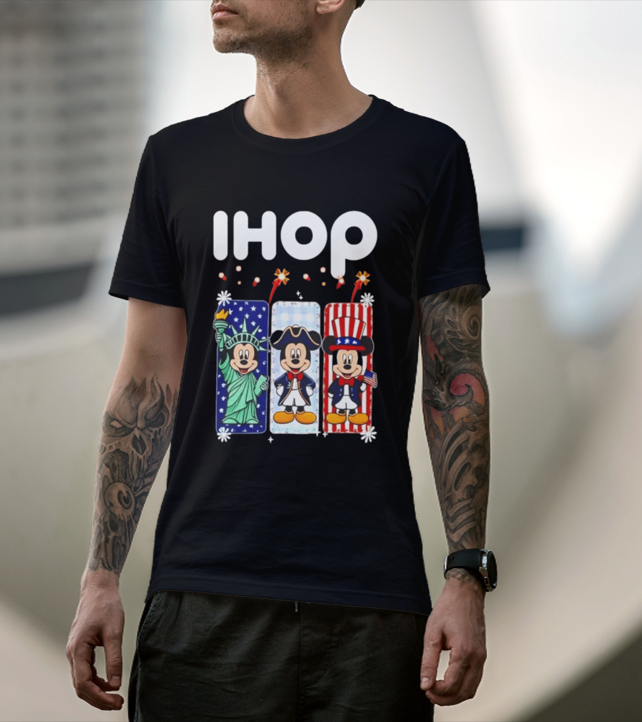 IHOP Mickey Mouse Statue Of Liberty Colonial Patriotic Independence Day T-Shirt