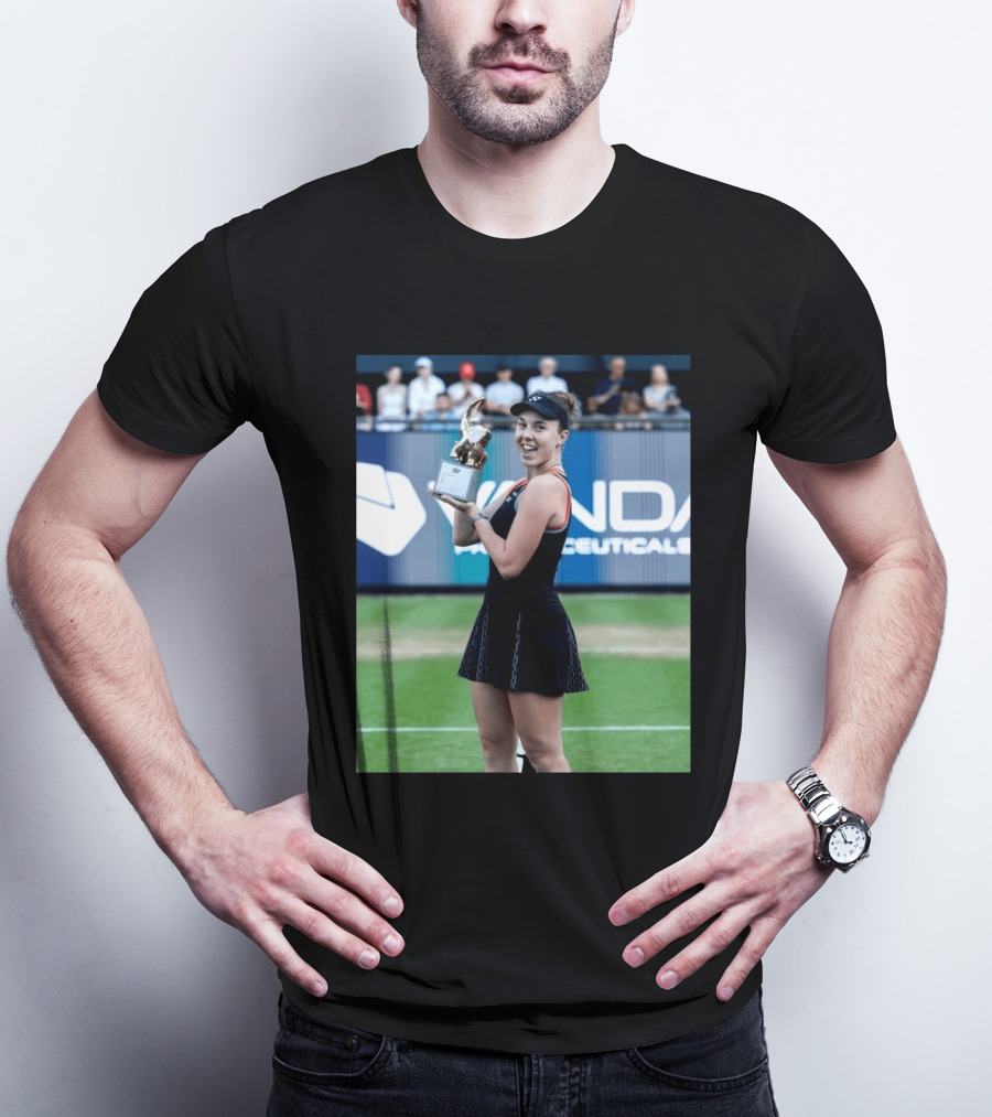 Linda Wins Tennis Title Holding Trophy On Grass Court T-Shirt