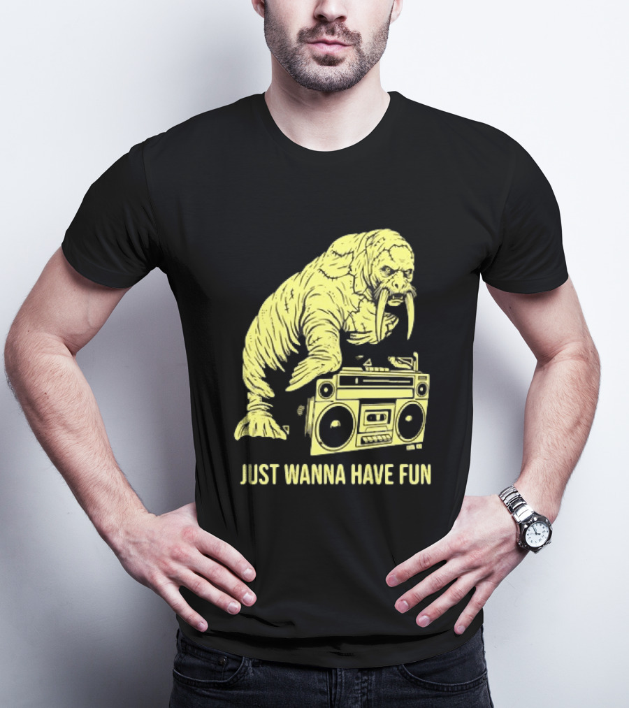 Walrus DJ Just Wanna Have Fun With Boombox T-Shirt