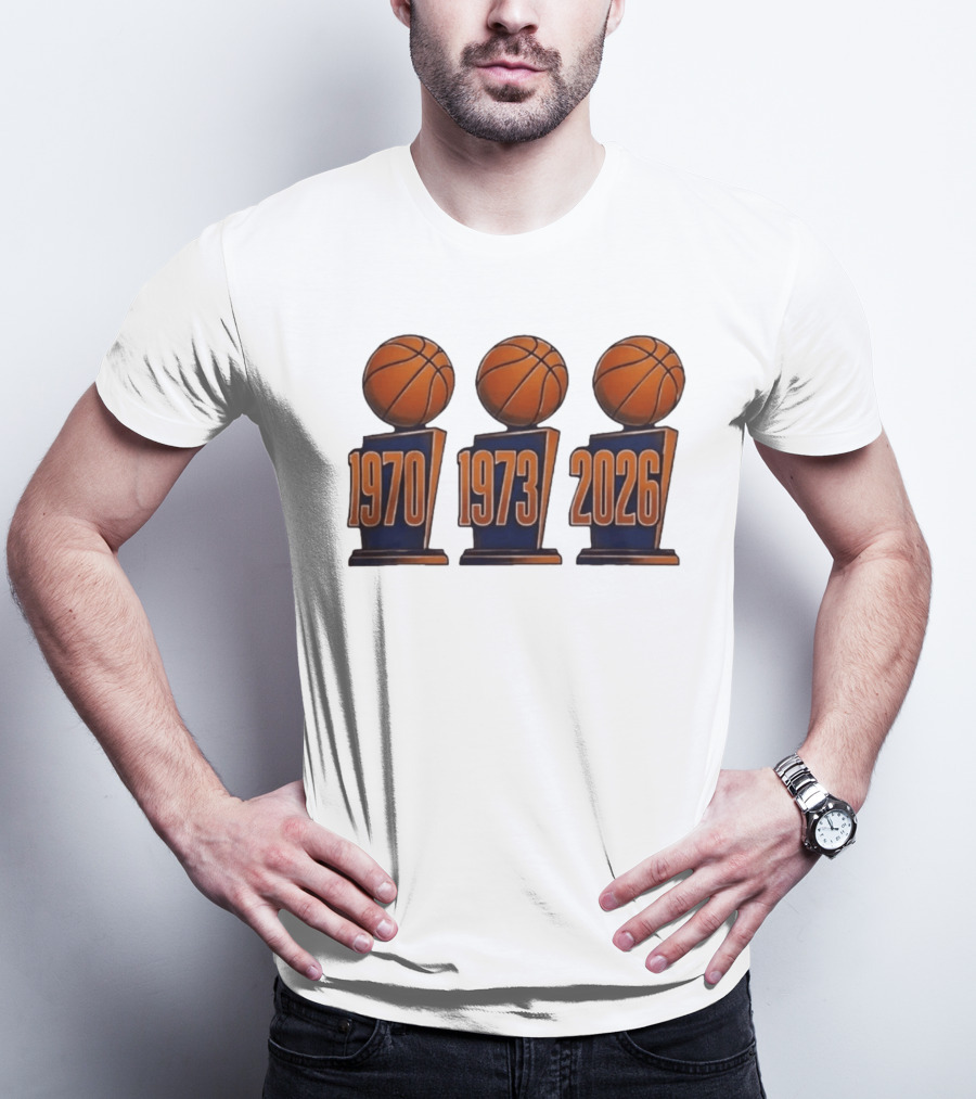 New York Knicks NBA Champions 1970 1973 2026 Basketball Trophy Titles T-Shirt