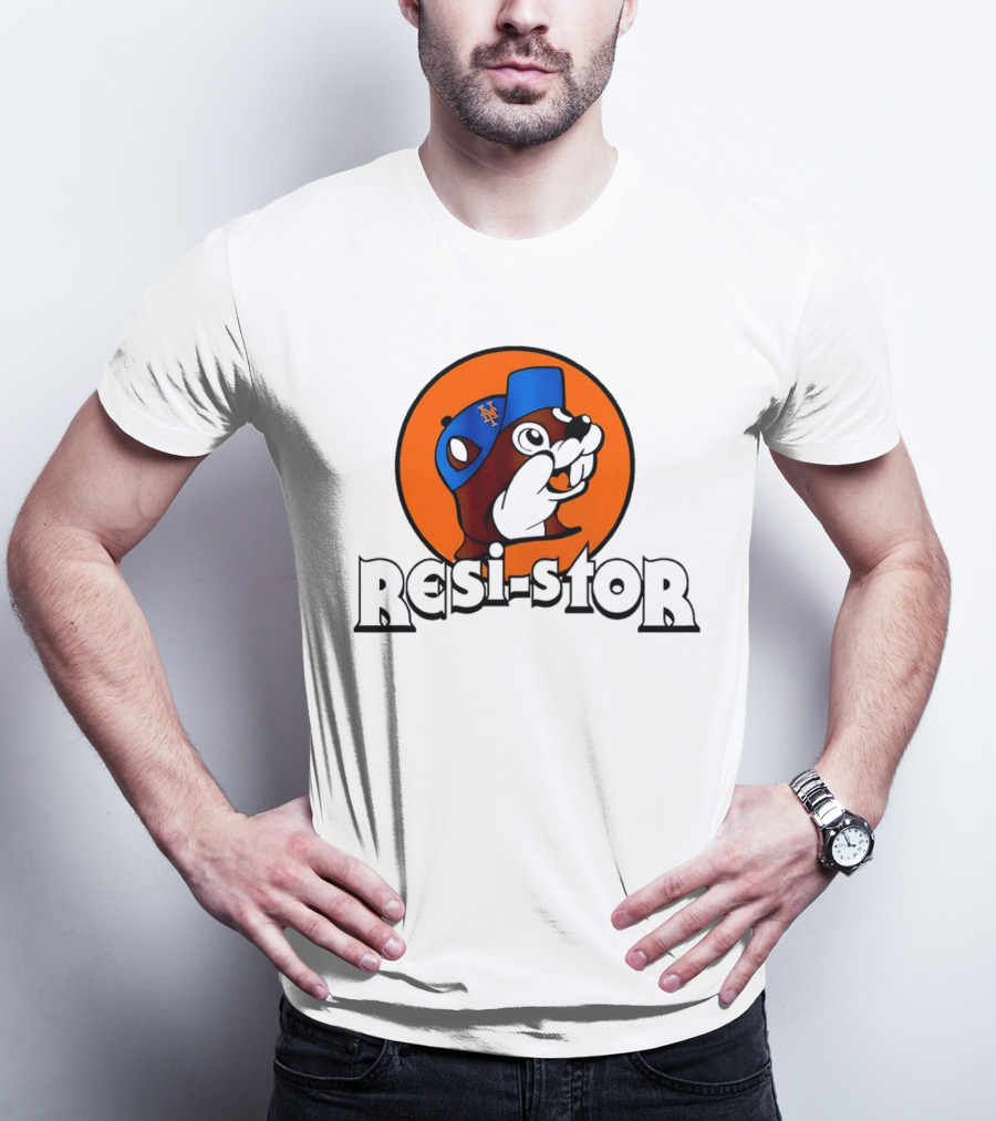 New York Mets Buc Ee's Resi Stor Beaver Blue Cap T-Shirt
