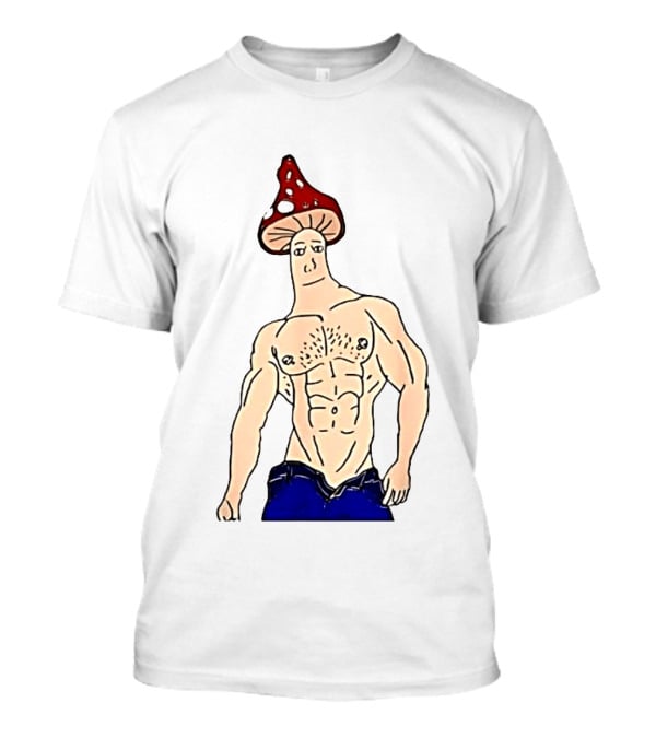 Wojak Shroomjak Buff Gym Meme Mushroom Head T-Shirt