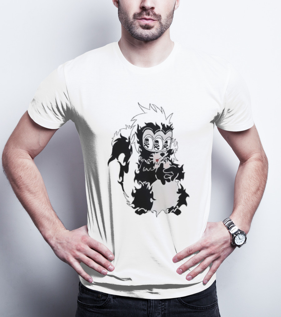 Three Eyed Skunk With Skull Eyes Surreal Creature T-Shirt
