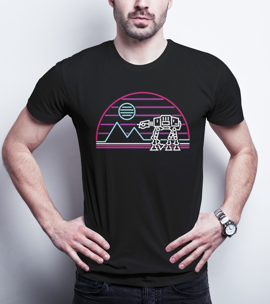 AT AT Walker On Hoth Neon Sign Scene T-Shirt