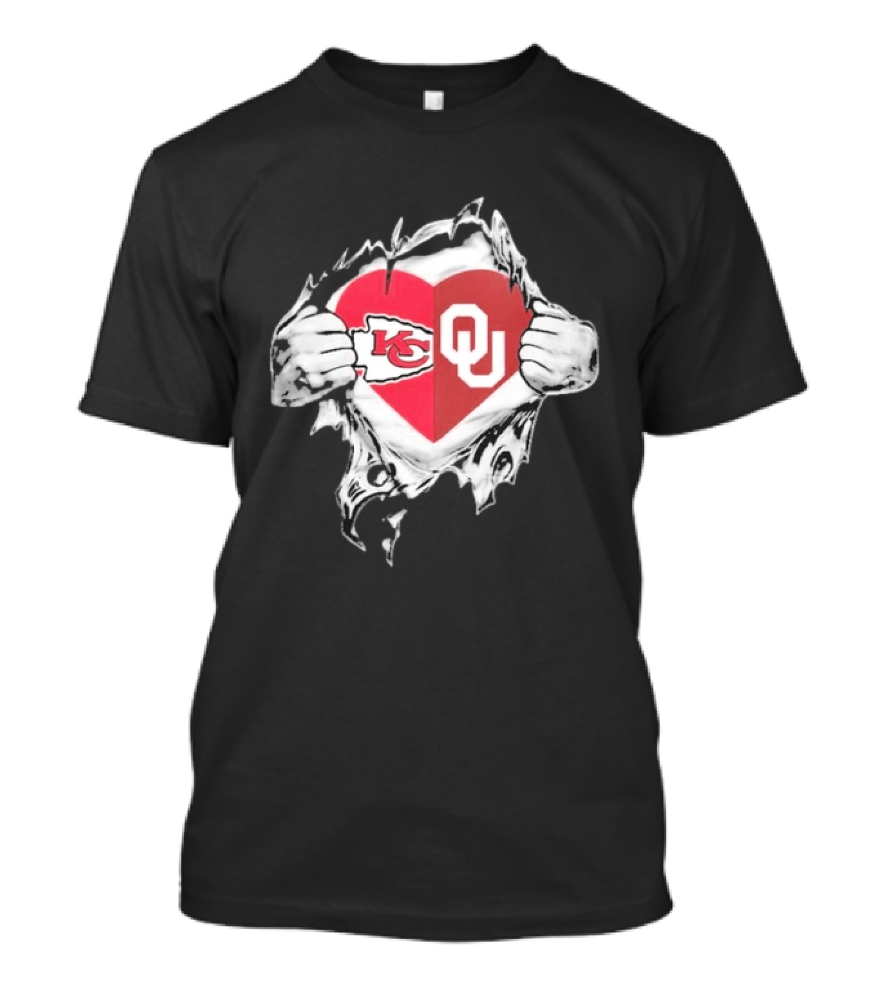 Chiefs X Sooners It's In My Heart Kansas City Oklahoma Football Fan Collaboration T-Shirt