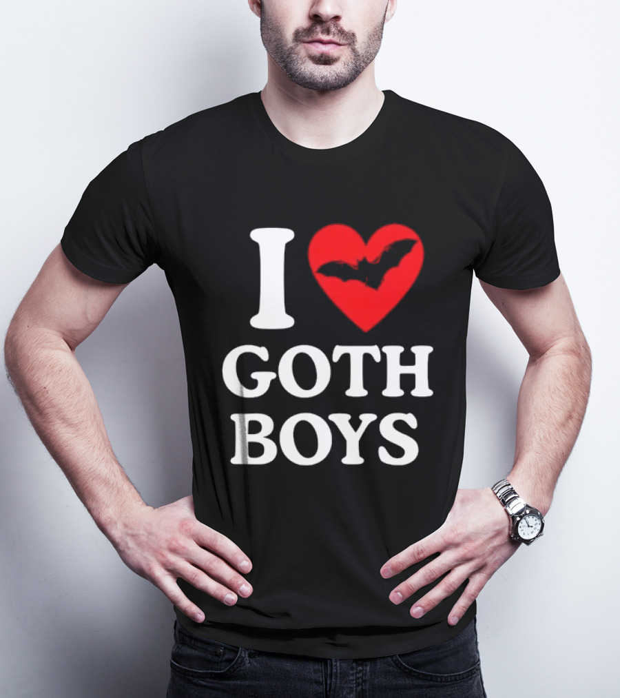 I Love Goth Boys Heart Bat T-Shirt