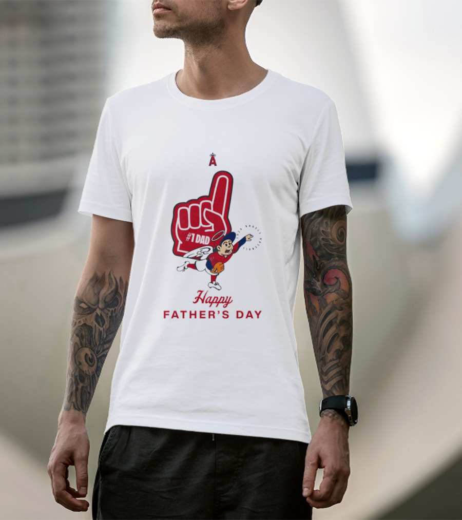 Happy Father's Day 2026 Los Angeles Angels Baseball Fan Foam Finger T-Shirt