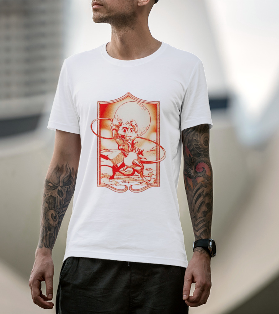 Biker Mice From Mars Throttle Wielding Flail Against Moonlit Backdrop T-Shirt