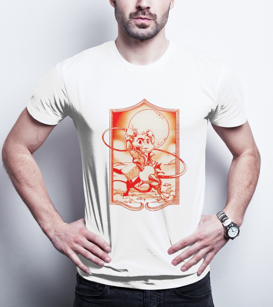 Biker Mice From Mars Throttle Wielding Flail Against Moonlit Backdrop T-Shirt