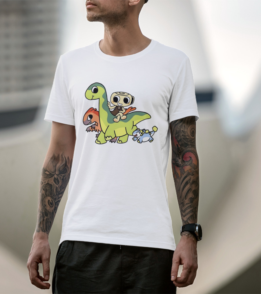 Cinnamon Roll Riding Dinosaurs Cute Cartoon Characters T-Shirt