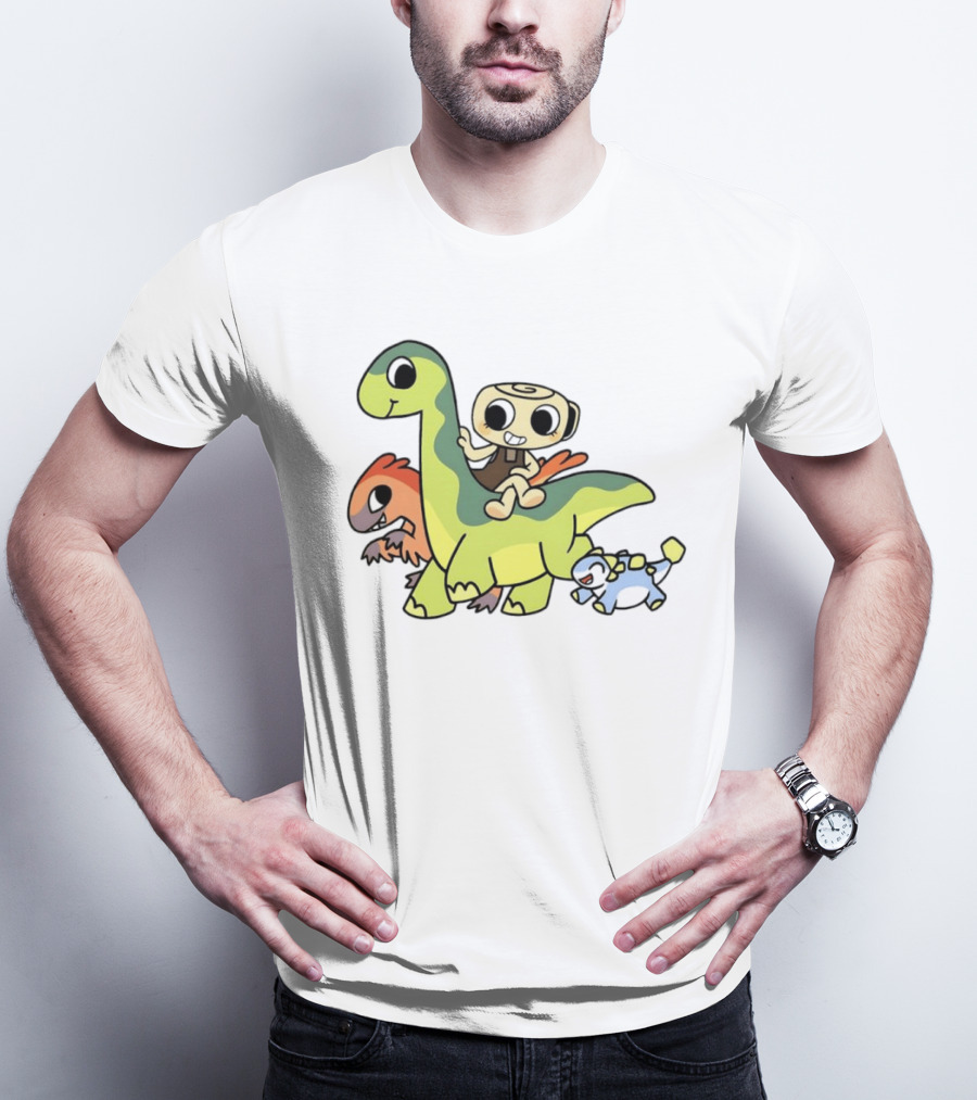 Cinnamon Roll Riding Dinosaurs Cute Cartoon Characters T-Shirt